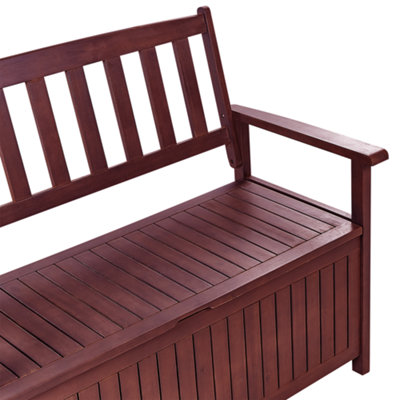 Garden Bench with Cushion SOVANA 120 cm with Storage Acacia Wood White