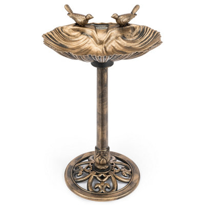 Garden Bird Bath Clam Shell Birdbath With Rustic Bronze Metal Effect ...