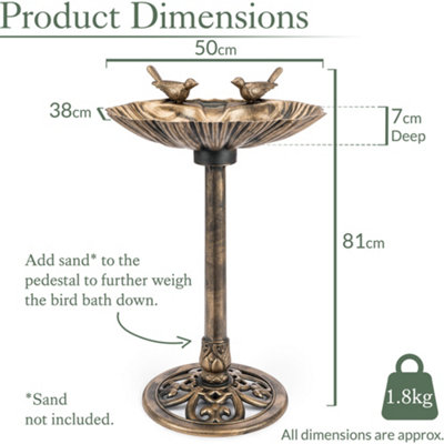 Garden Bird Bath Clam Shell Birdbath With Rustic Bronze Metal Effect ...