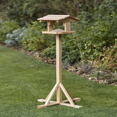 Garden Bird Table Stand Bird Feeder Station Wooden Bird Feeder Stand ...