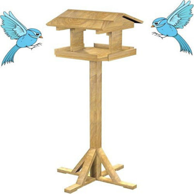 Garden Bird Table Stand Bird Feeder Station Wooden Bird Feeder Stand ...
