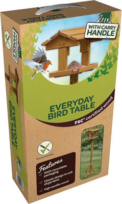 Garden Bird Table Stand Bird Feeder Station Wooden Bird Feeder Stand ...