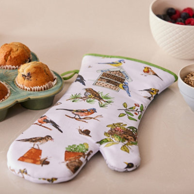 Garden Birds Animal Print Gauntlet Oven Glove