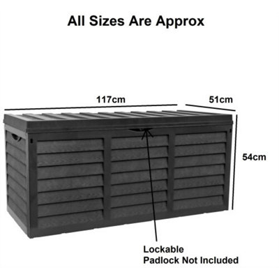 Garden Black 320L Outdoor Storage Box Plastic Garden Utility Chest