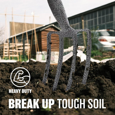 Garden Border Digging Fork Gardening Hand Tool Carbon Steel Shaft ...