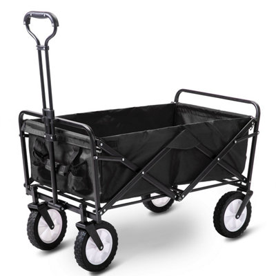 Garden Cart Foldable Pull Wagon Hand Cart Collapsible Portable Cart, Black