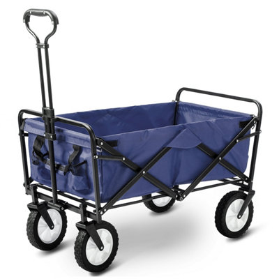 Garden Cart Foldable Pull Wagon Hand Cart Collapsible Portable Cart, Blue