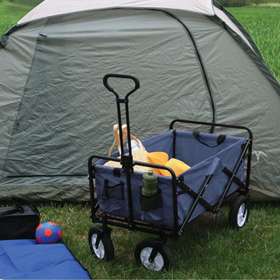 Garden Cart Foldable Pull Wagon Hand Cart Collapsible Portable Cart, Blue