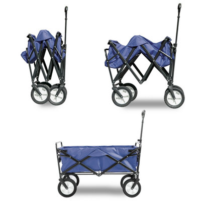 Garden Cart Foldable Pull Wagon Hand Cart Collapsible Portable Cart, Blue