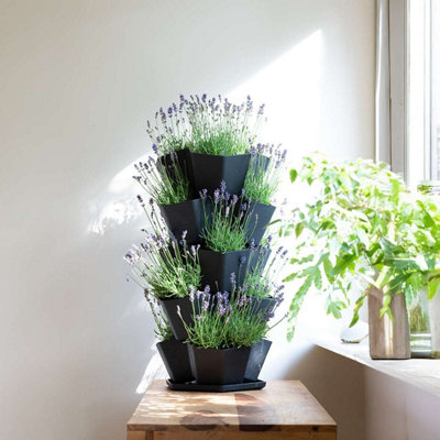 Garden Central 5 Tier Black Stackable Planter Trio Pot