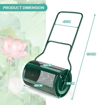 Garden Compost Spreader 76L Grass Lawn Manure Peat Moss Soil Fertiliser ...