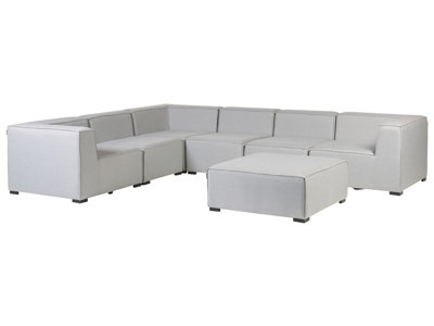 Garden Corner Sofa with Ottoman 7 Seater AREZZO Right Hand Modular Light Grey