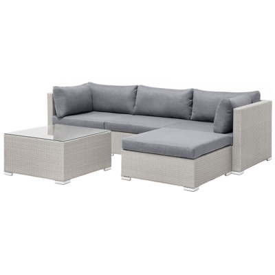 Garden Corner Sofa with Table 4 Seater SANO Right Hand Modular PE ...