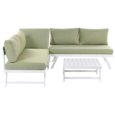 Garden Corner Sofa with Table 5 Seater COCCORINO Green Metal