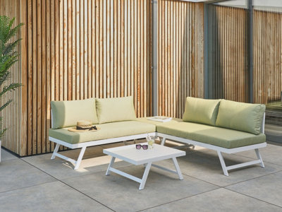 Garden Corner Sofa with Table 5 Seater COCCORINO Green Metal