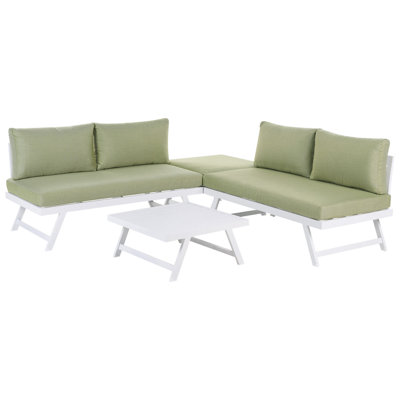 Garden Corner Sofa with Table 5 Seater COCCORINO Green Metal
