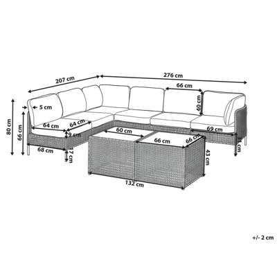Garden Corner Sofa with Table 6 Seater OMEGANA Modular PE Rattan Light ...