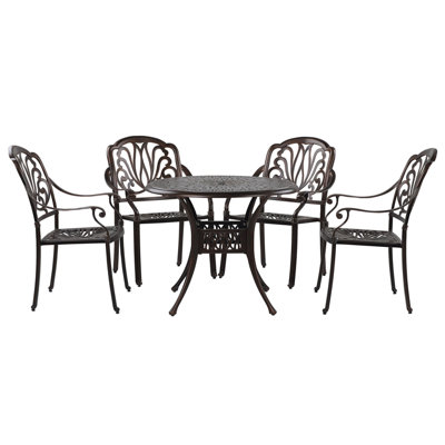 Garden Dining Set 4 Seater ANCONA with Cushions Metal Dark Brown