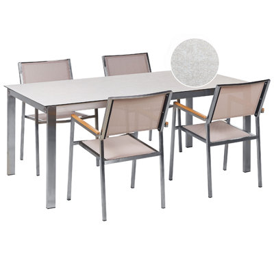 Garden Dining Set 4 Seater COSOLETO/GROSSETO Tempered Glass Marble ...
