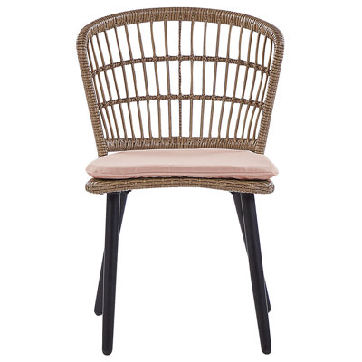 Garden Dining Set 6 Seater ALIANO with Cushions PE Rattan Pastel Pink