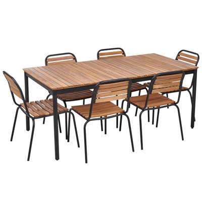 Garden Dining Set 6 Seater VALLESE Acacia Wood Brown