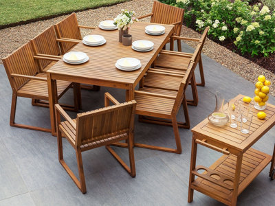 Garden Dining Set with Trolley 6 Seater SASSARI Acacia Wood Brown