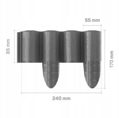 Garden Edging Palisade Border Edge Sturdy Frost Resistant ECO Grey 2.4M ...