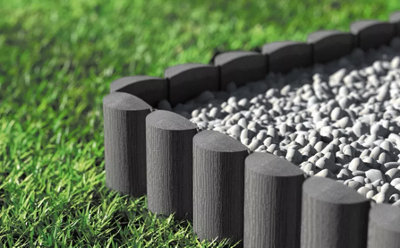 Garden Edging Palisade Border Edge Sturdy Frost Resistant ECO Grey 2.4M ...