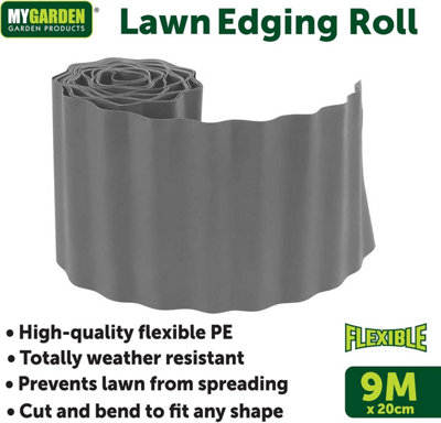 Garden Flexible Lawn Edging 20cm x 9m Weather-Resistant Plastic Garden ...