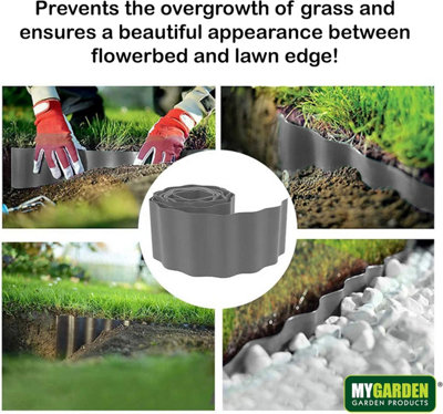 Garden Flexible Lawn Edging 20cm x 9m Weather-Resistant Plastic Garden ...