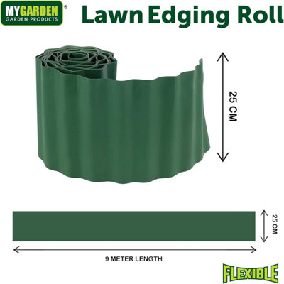 Garden Flexible Lawn Edging 25cm x 9m Weather-Resistant Plastic Garden ...