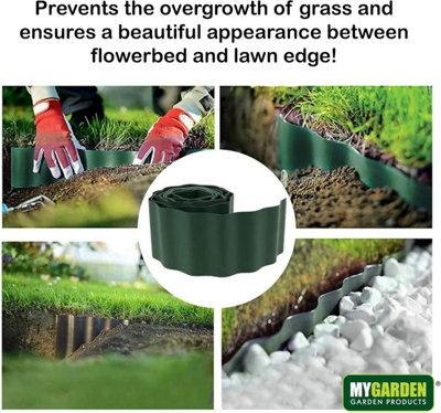 GARDEN FLEXIBLE LAWN EDGING 25CM X 9M WEATHER-RESISTANT PLASTIC GARDEN ...