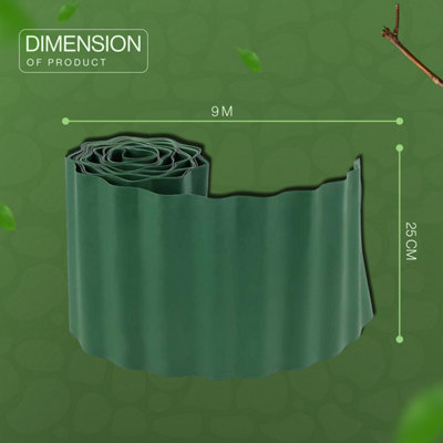 GARDEN FLEXIBLE LAWN EDGING 25CM X 9M WEATHER-RESISTANT PLASTIC GARDEN ...