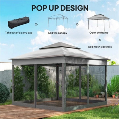 Garden Folding Tent Heavy Duty Pop Up Gazebo for Party Light Grey