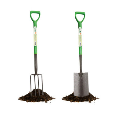 Garden Fork & Spade Shovel Set Carbon Steel Heavy Duty Digging ...