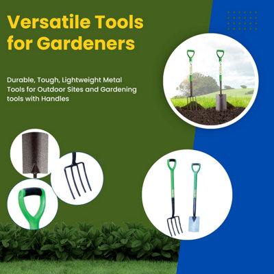Garden Fork & Spade Shovel Set Carbon Steel Heavy Duty Digging ...