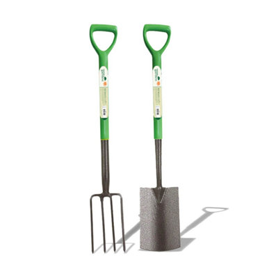 Garden Fork & Spade Shovel Set Carbon Steel Heavy Duty Digging ...