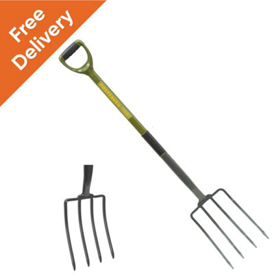 Garden Fork with solid forged carbon steel fork head with Steel Handle ...