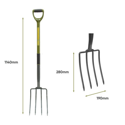 Garden Fork with solid forged carbon steel fork head with Steel Handle ...