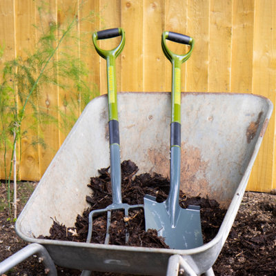 Garden Fork with solid forged carbon steel fork head with Steel Handle ...