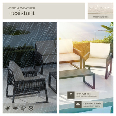 Garden Furniture Set Captive aluminium frame elastic cord sides anthracite