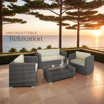 GARDEN FURNITURE SET MUNICH - OUTDOOR SOFA, 2 ARMCHAIRS, TABLE, 2 ...