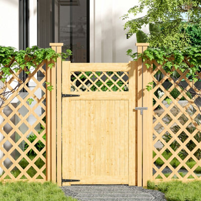 Garden Gate Outdoor Door Wooden Fence Gate with Latch H 150 cm