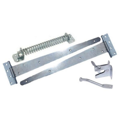 Garden Gate Pack 2x 10" Tee Hinges Auto Gate Latch Return Spring Side ...