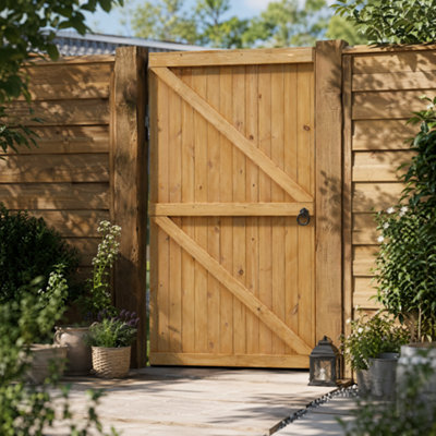 Garden Gate Pine Wood Outdoor Side Opening Gate H 152 cm