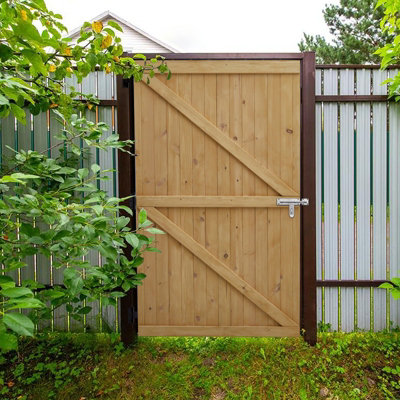 Garden Gate Pine Wood Outdoor Side Opening Gate H 183 cm