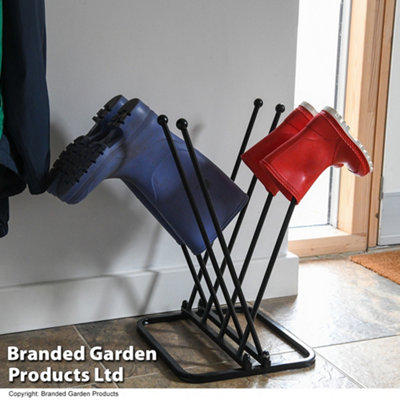 Garden Gear 4 Pair Metal Welly Boot Rack Storage Stand | DIY at B&Q