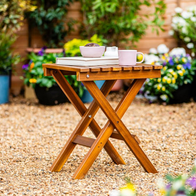 Garden Gear Acacia Folding Side Table Wooden Outdoor Garden Patio ...