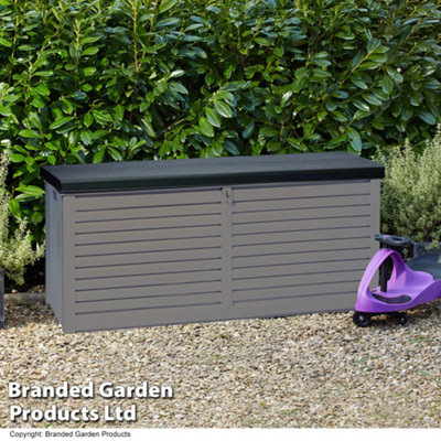 Garden Gear Grey Lockable Storage Patio Box with Sit-on Lid ...