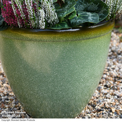 Garden Gear Sage Green Bell Glazed Planter, 39.5cm, UV & Frost ...